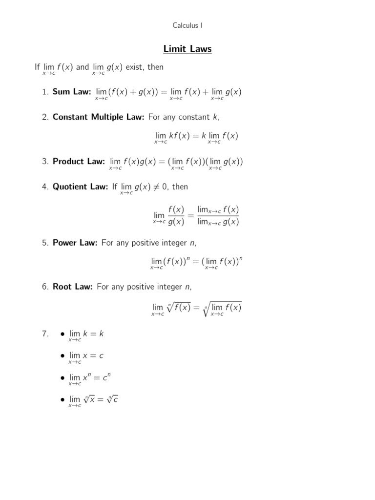 Limit Laws | PDF