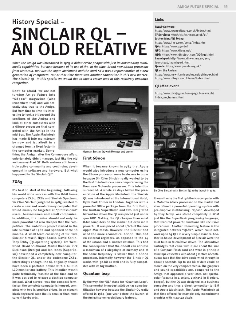 Sinclair QL: Amiga's Forgotten Rival | PDF | Computer Hardware | Computer Engineering
