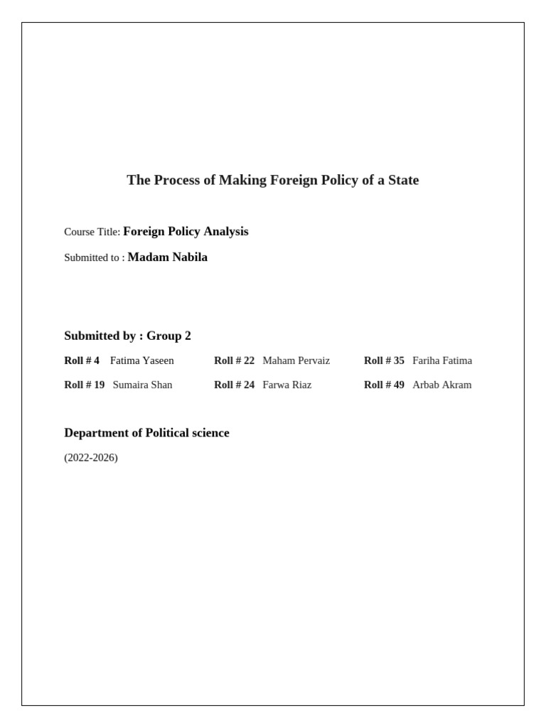 Foreign Policy Making Process Explained | PDF | Policy | Diplomacy