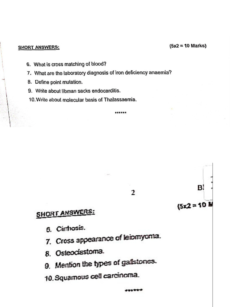 Patho Paper II 2marks | PDF | Myocardial Infarction | Esophagus