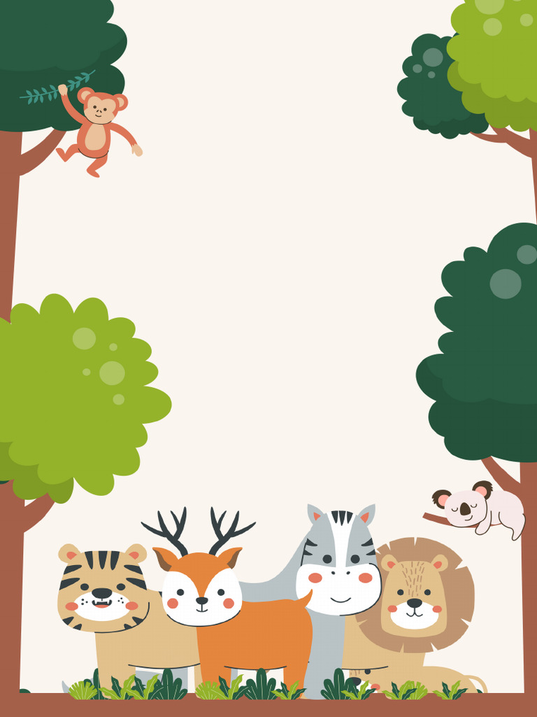 Green and Brown Playful Animal Zoo Illustrative Page Border_20240812 ...