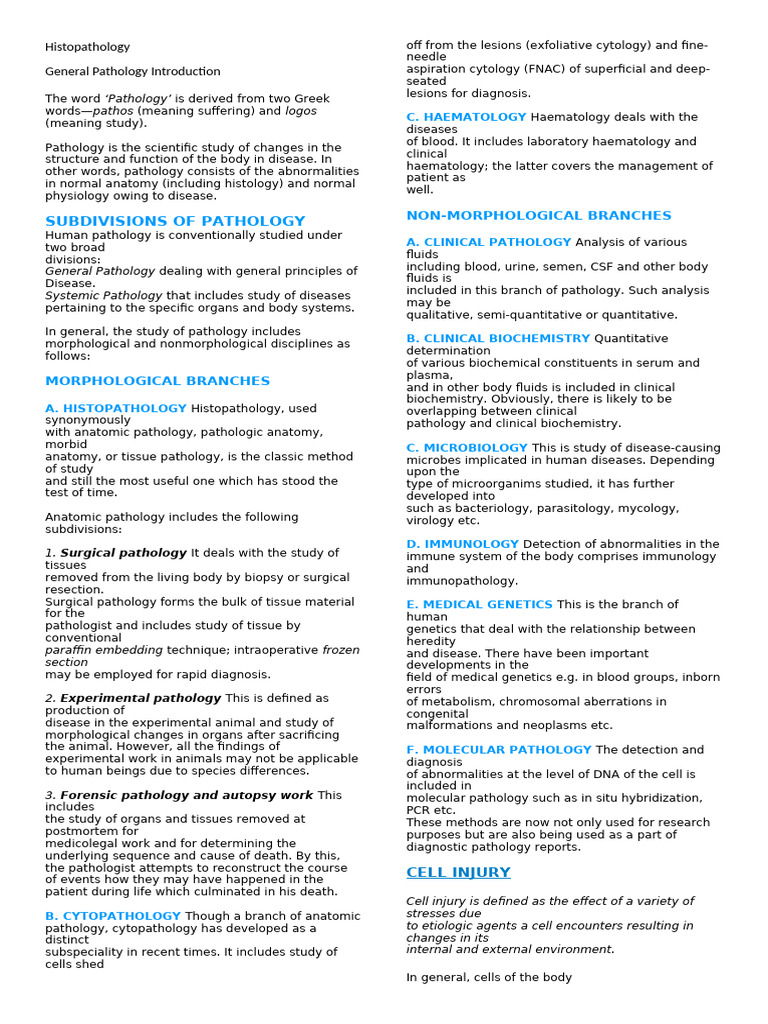 Histopathology Gen Pathology Introduction | PDF | Pathology | Necrosis