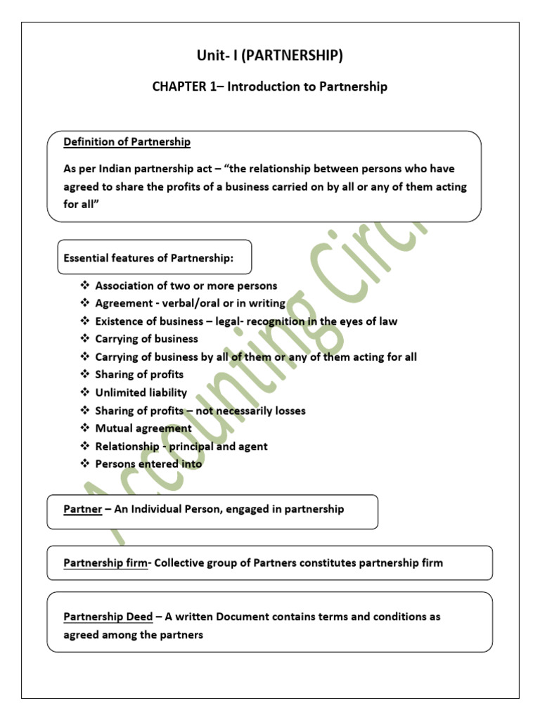 Introduction to Partnership Basics | PDF | Partnership | Goodwill ...