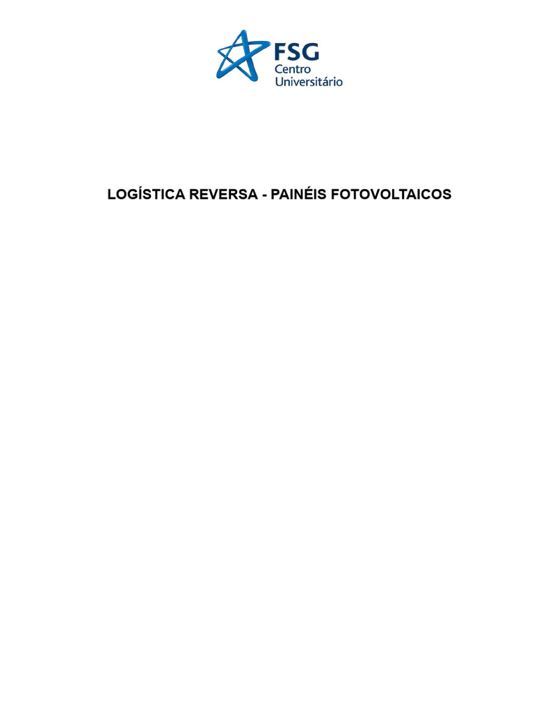 Roteiro e Modelo Do Relatório - FSG Centro Universitário | PDF | Reciclagem | Painel solar