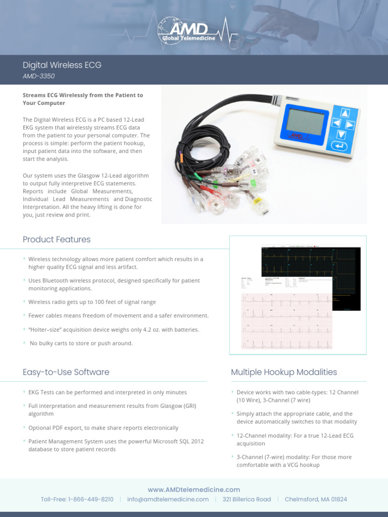 AMD_3350_DigitalWirless_ECG_Datasheet | PDF | Electrocardiography | Wireless