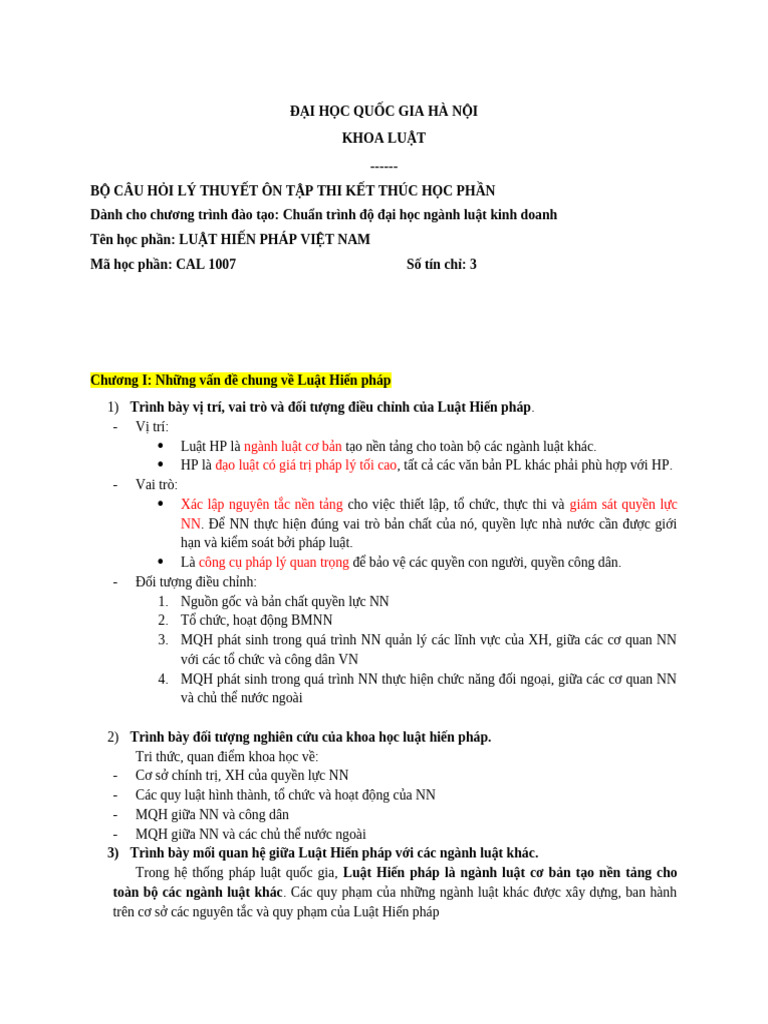 Đề Cương LHP | PDF