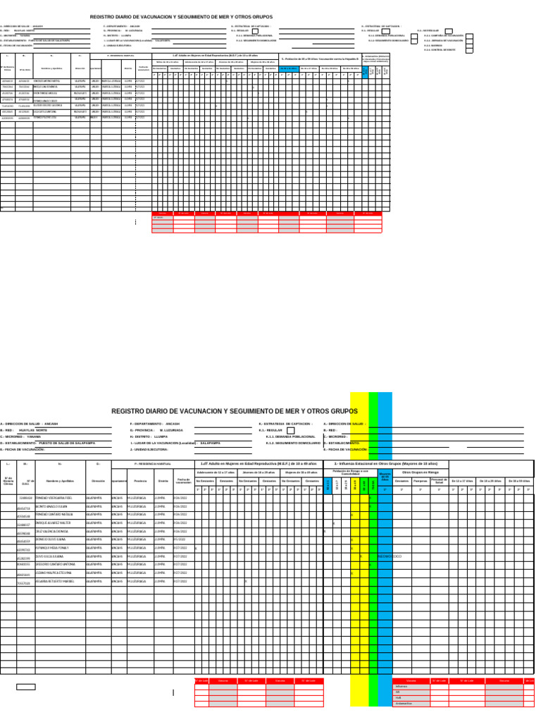 FORMATOS ESNI PS CUNYA VACUNAS | PDF | Inmunología | Salud infantil