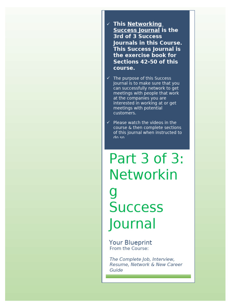 Part 3 Networking Success Journal | PDF | Linked In | Résumé