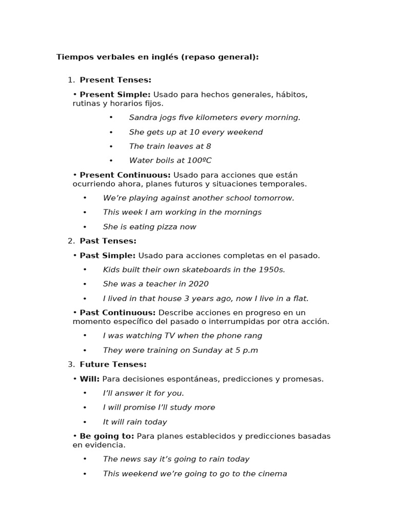 Repaso Tiempos Verbales | PDF | Grammar | Linguistics