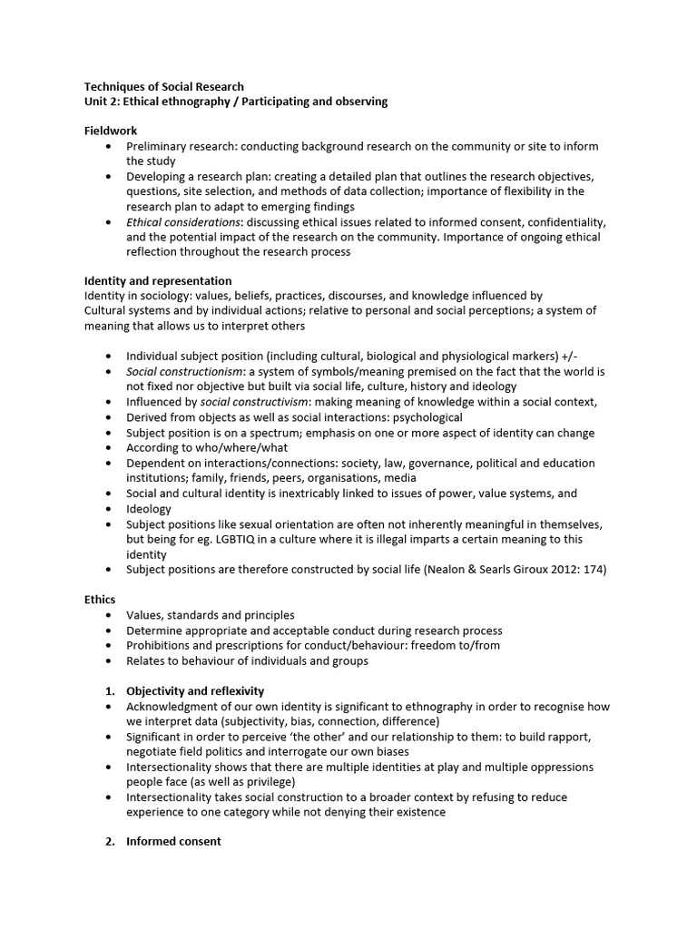 TSR Unit 2 Review | PDF | Identity (Social Science) | Ethnography