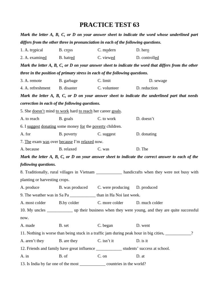63 Practice Test 63 - 25420240 | PDF | Car | Mercury (Planet)