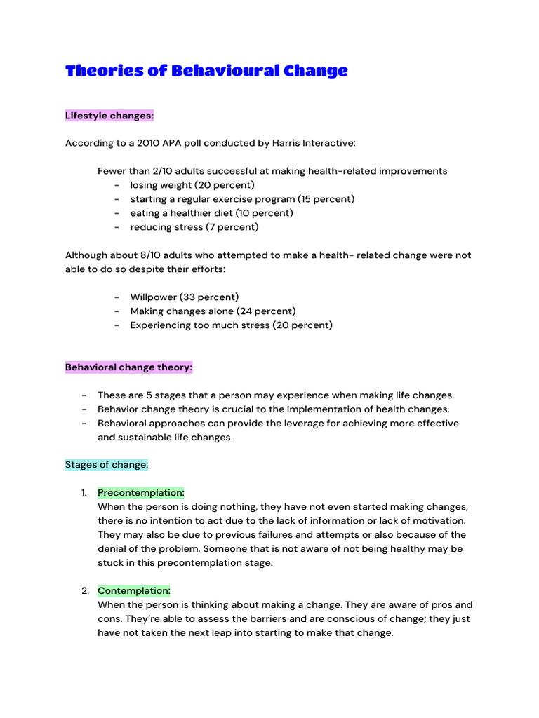 U1L3 - Theories of Behavioural Change | PDF | Reinforcement | Behavior Modification