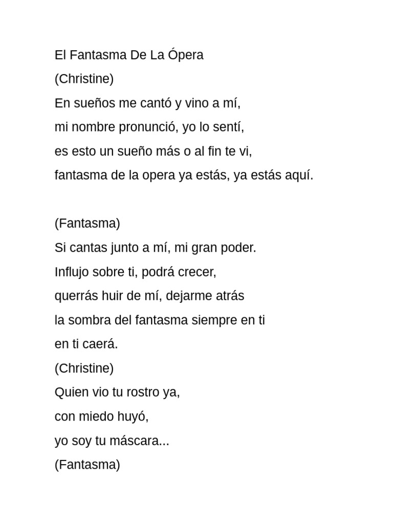 El Fantasma de la Ópera: Dueto Místico | PDF