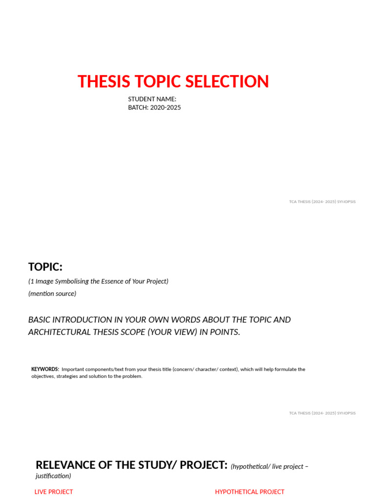 Thesis Synopsis PPT Format 2024-25 | PDF