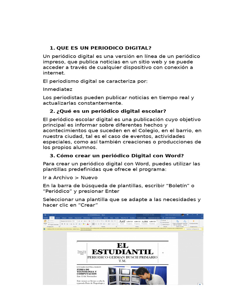 Que Es Un Periodico Digital | PDF | Microsoft Word | Periódicos