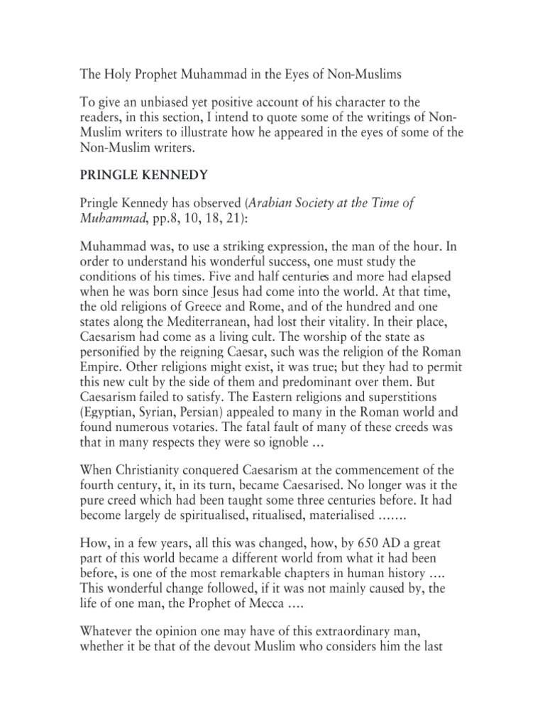 The Holy Prophet Muhammad in The Eyes of Non-Mulsims | PDF