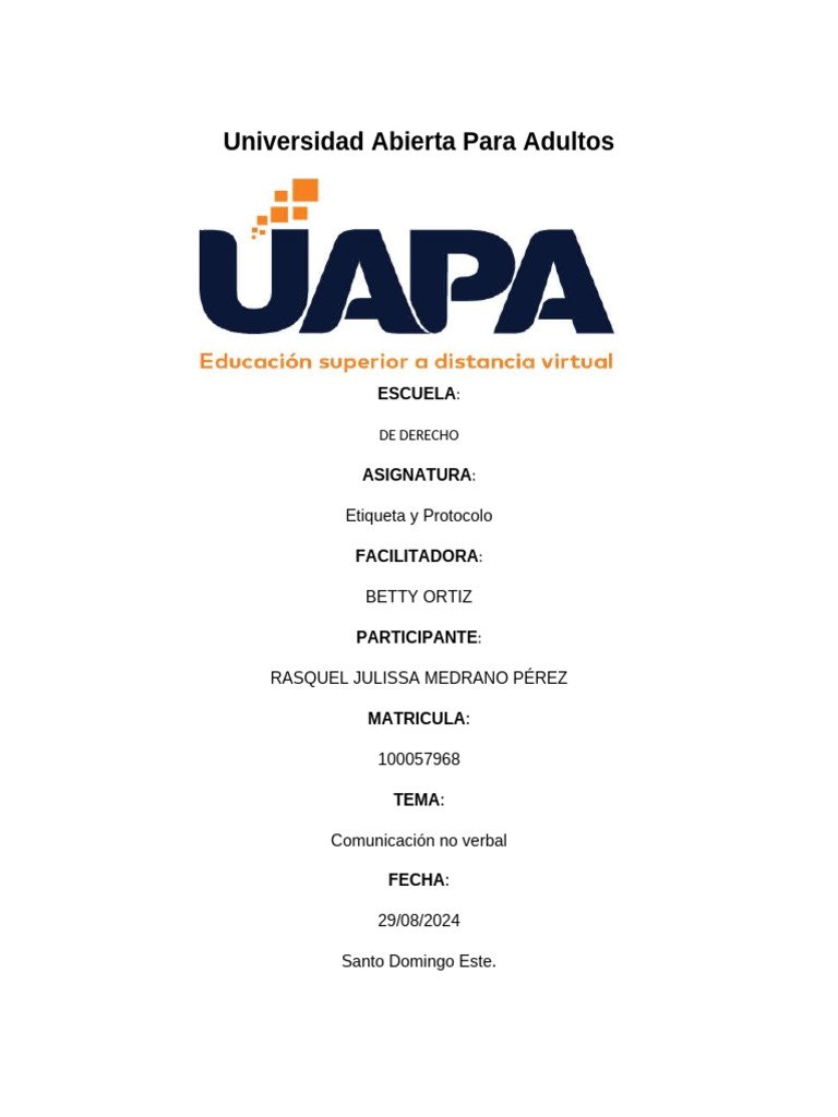 tarea III, Etiqueta y Protocolo, RM | PDF | Comunicación no verbal | Comunicación