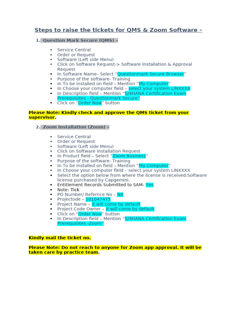 Guide For QMS & Zoom Software Installation | PDF
