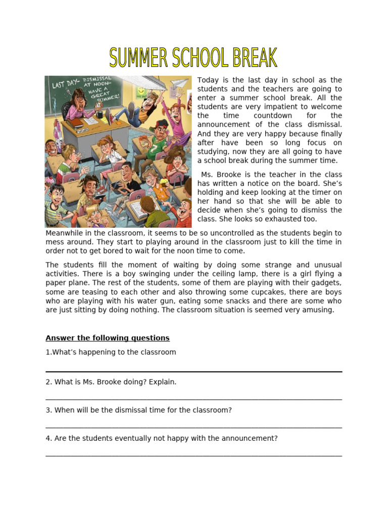 Summer school break | PDF