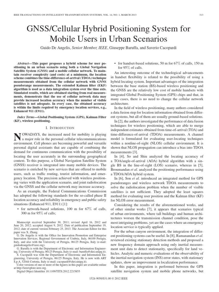 GNSS Cellular Hybrid Positioning System For Mobile Users in Urban ...