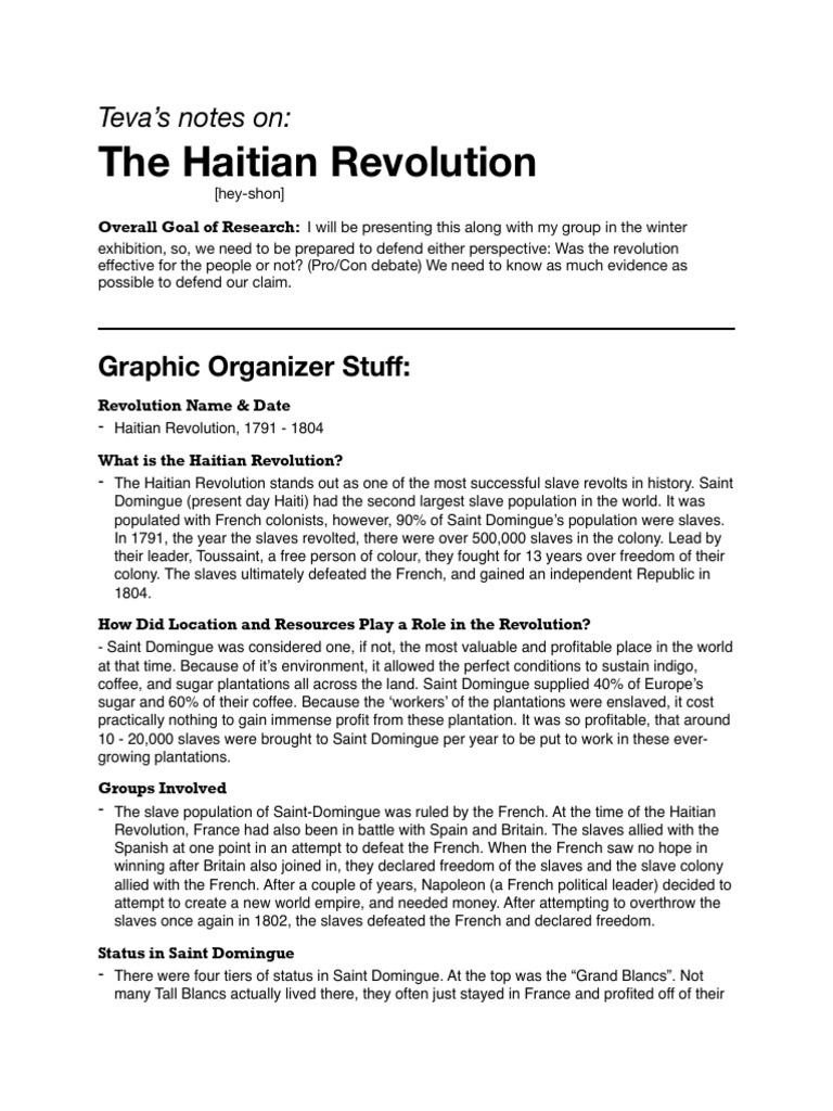 Haitian Revolution Notes | PDF | Haiti | Slavery