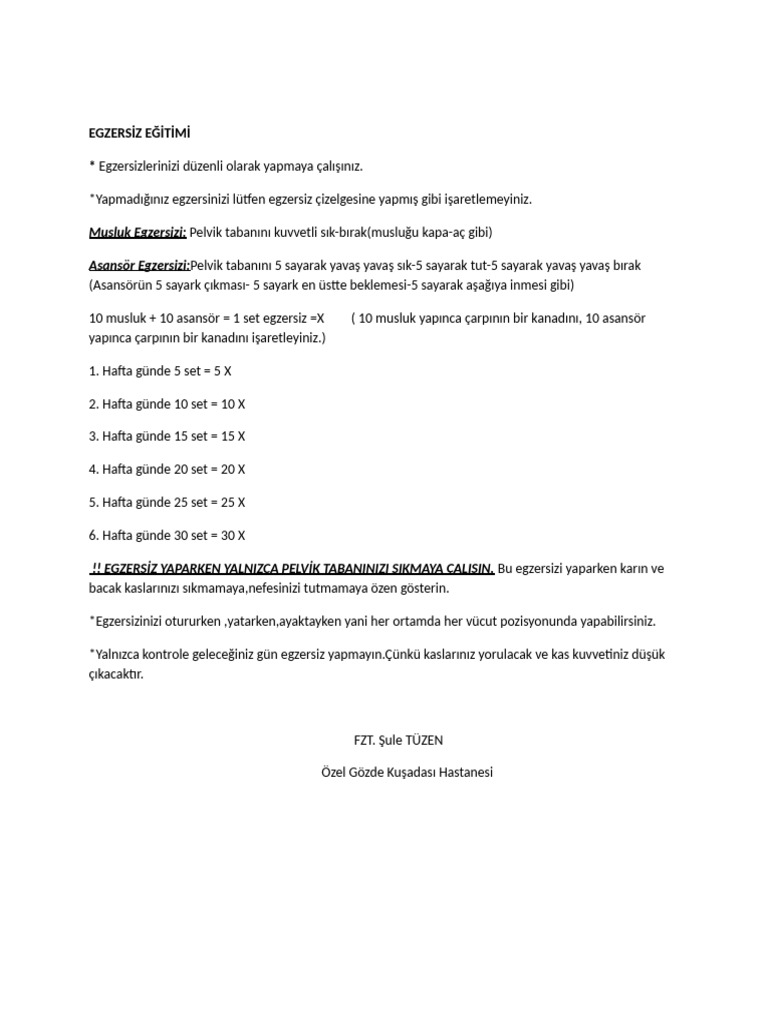 Egzersiz Eğitimi | PDF