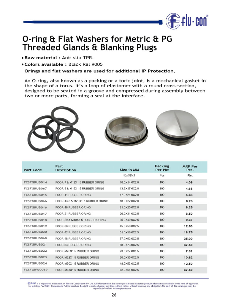 Oring & Rubber Washer | PDF