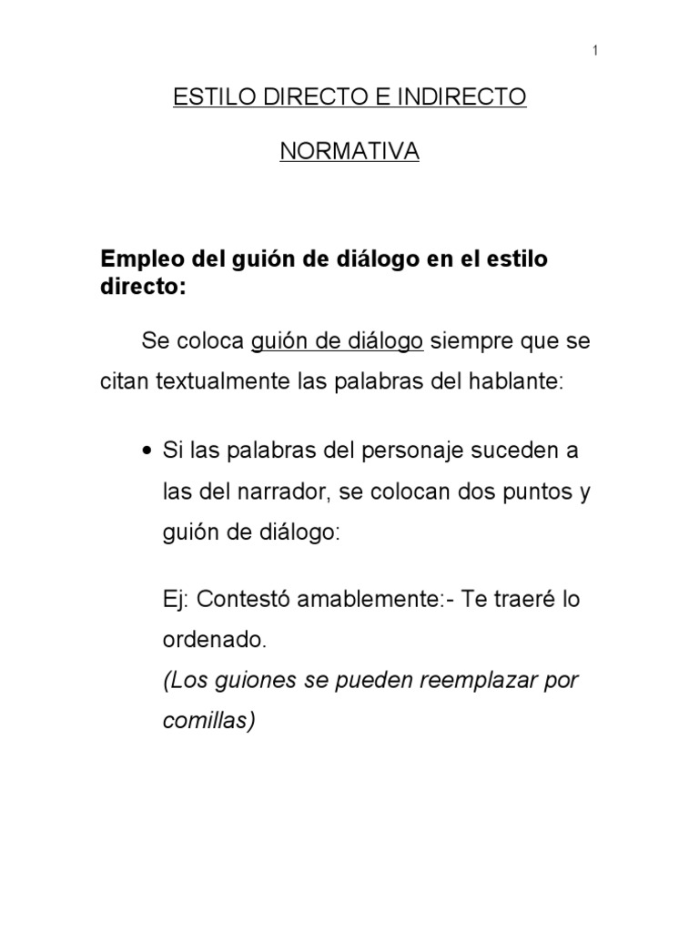 Guía de Estilo Directo e Indirecto | PDF | Morfología | Sintaxis