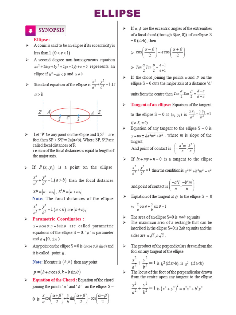 Ellipse | PDF | Ellipse | Algebraic Geometry