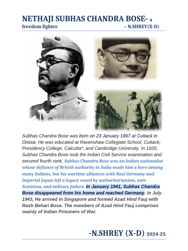 Subhas Chandra Bose | PDF