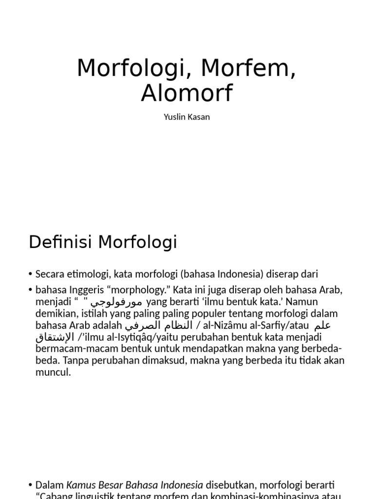 Morfologi, Morfem, alomorf | PDF