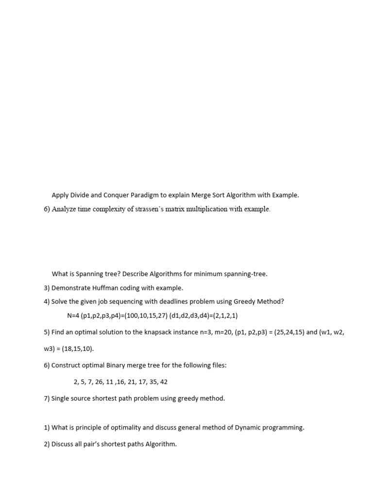Daa important questions 1st mid | PDF Daa important questions 1st mid | PDF