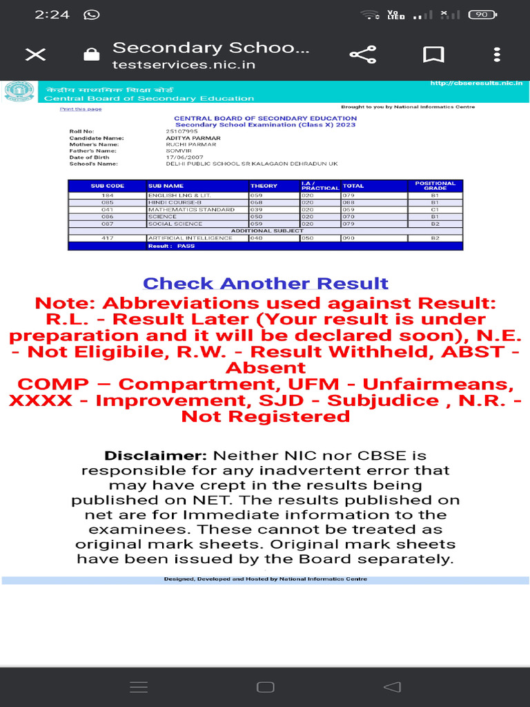10th, Marksheet, Aditya | PDF