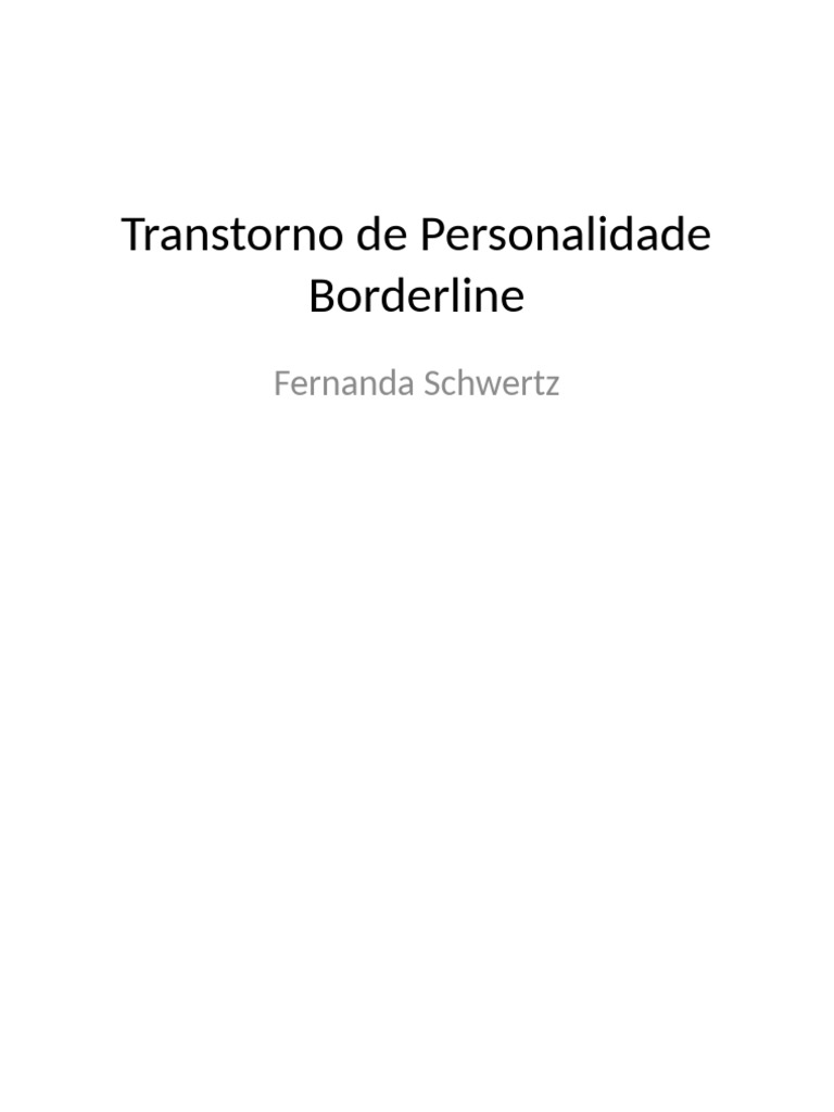 Transtorno de Personalidade Borderline | PDF