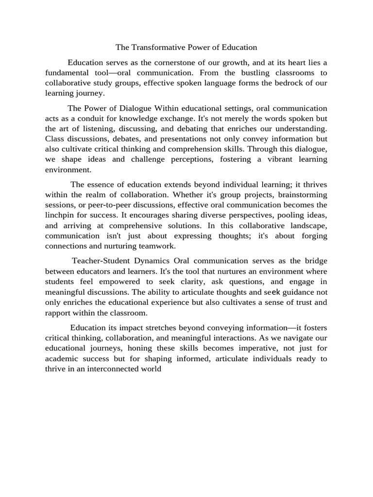 The Transformative Power of Education | PDF | Communication | Thought