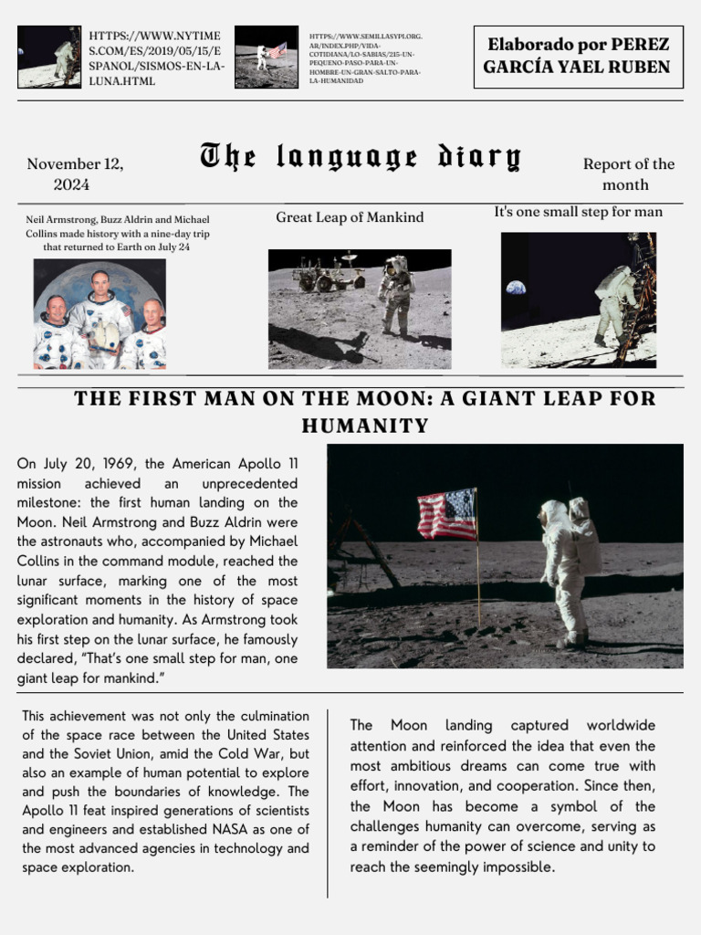 The First Man on the Moon A Giant Leap for Humanity. THE NEWS. Perez ...
