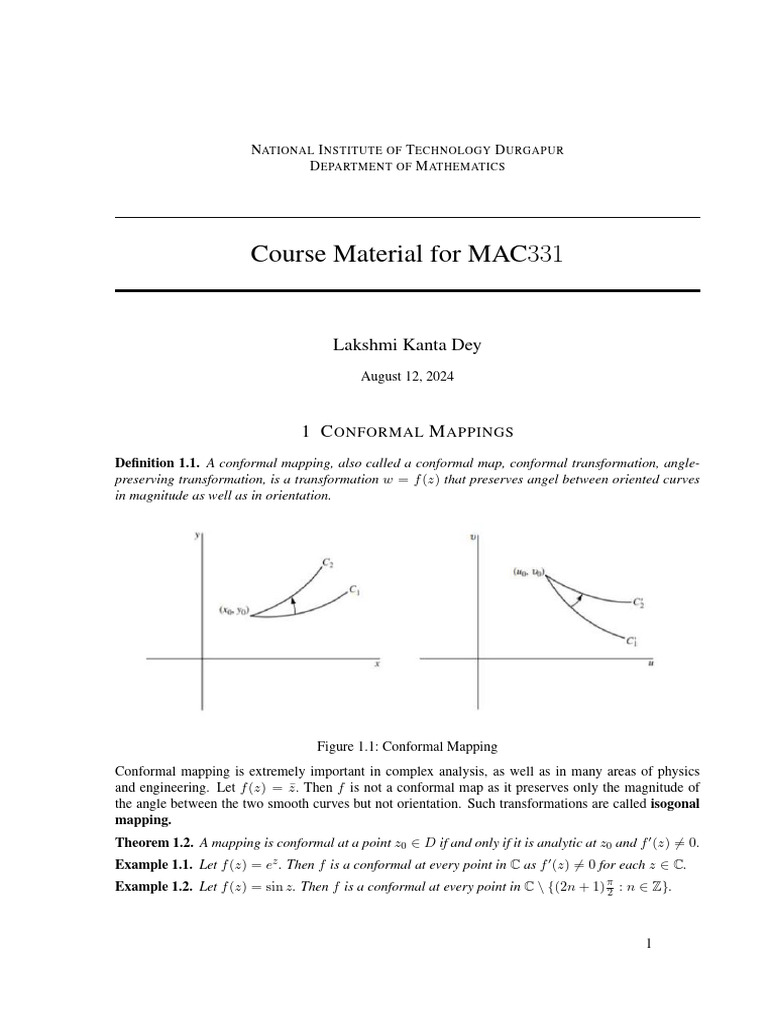 Course Materials for MAC331_Conformal Mapping_Bilinear Transformation-1 | PDF | Mathematical ...