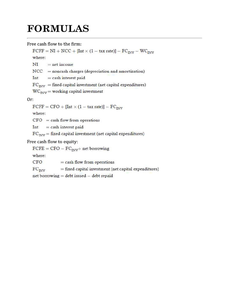 Cma-P2 Section A. Essential Formulas | PDF
