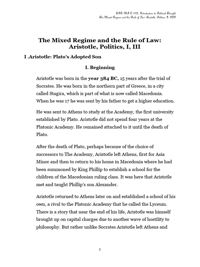 The Mixed Regime and The Rule of Law | PDF | Aristotle | Socrates