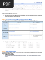 Budgeting Strategies Student Activity Packet | PDF | Budget | Money