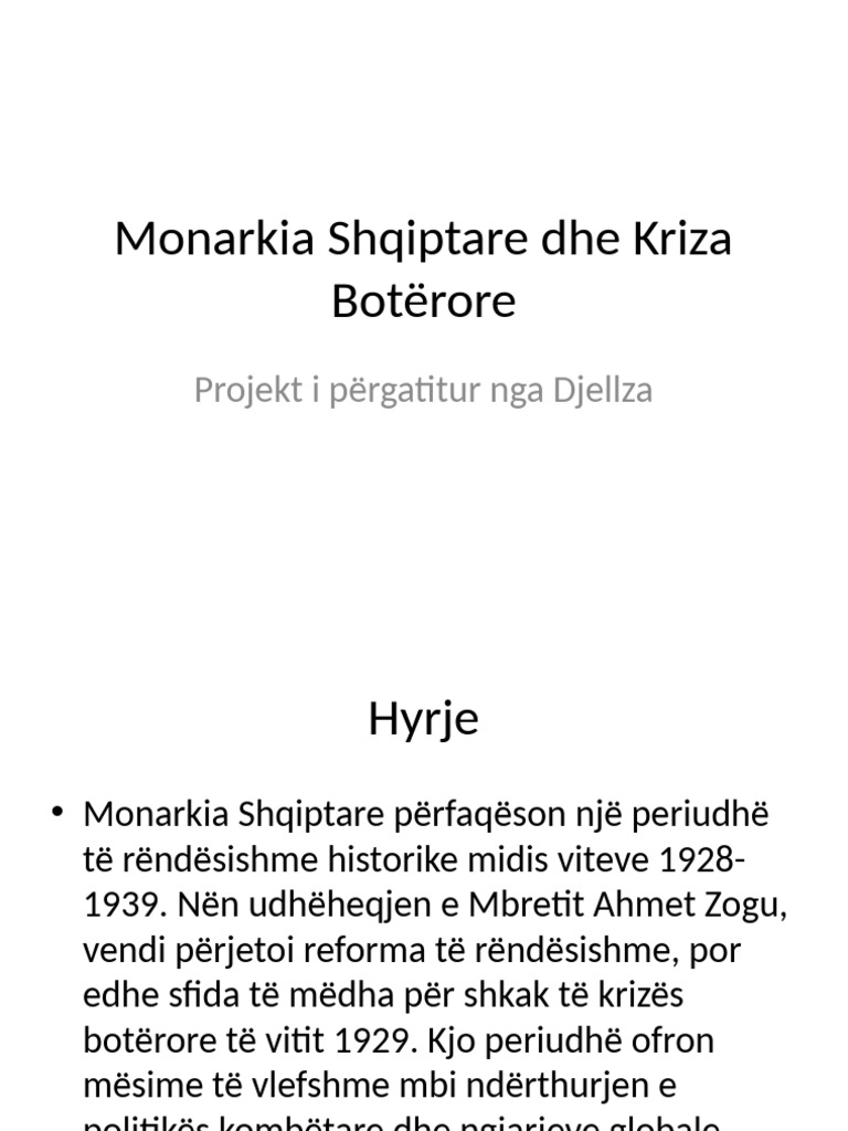 Monarkia Shqiptare Dhe Kriza Boterore Djellza | PDF