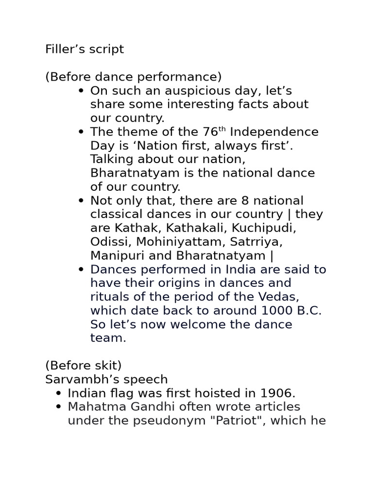 15th August 2023 J Fillers Script | PDF