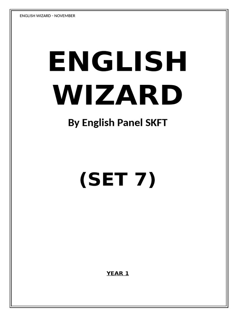 Set 7 - English Wizard | PDF
