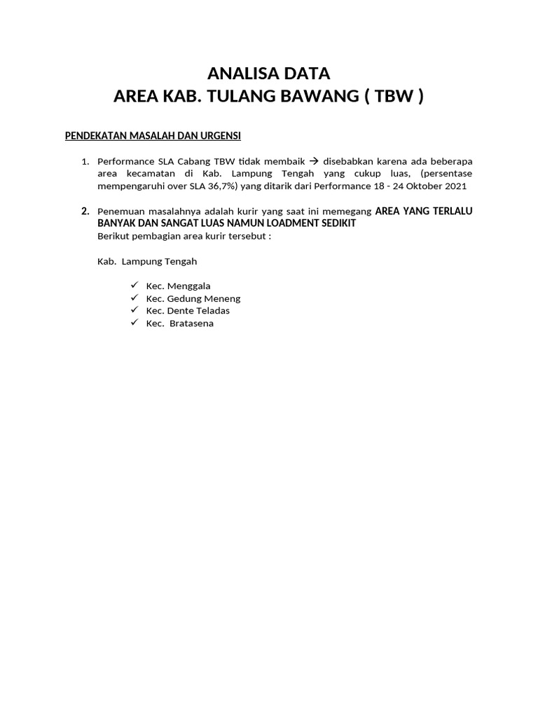 ANALISA DATA PENAMBAHAN KURIR TBW | PDF