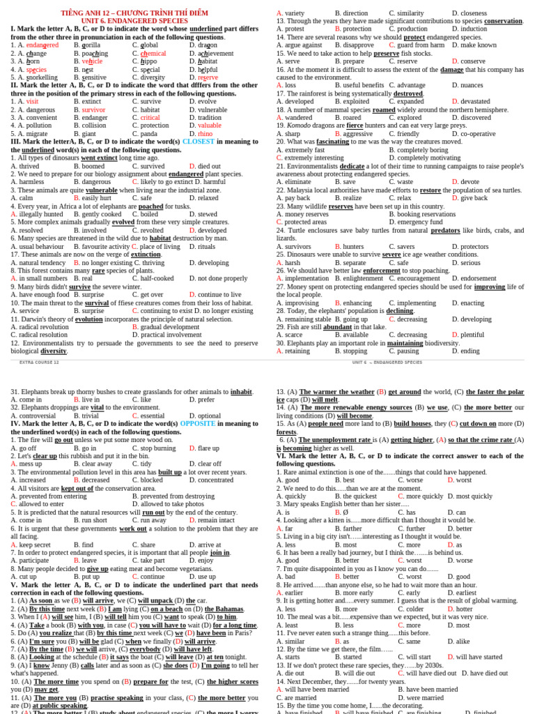 UNIT 6 ENDANGERED SPECIES | PDF | Endangered Species | Ivory