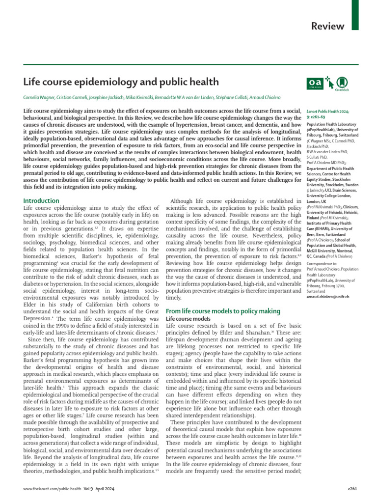Life Course Epidemiology Insights | PDF | Epidemiology | Hypertension