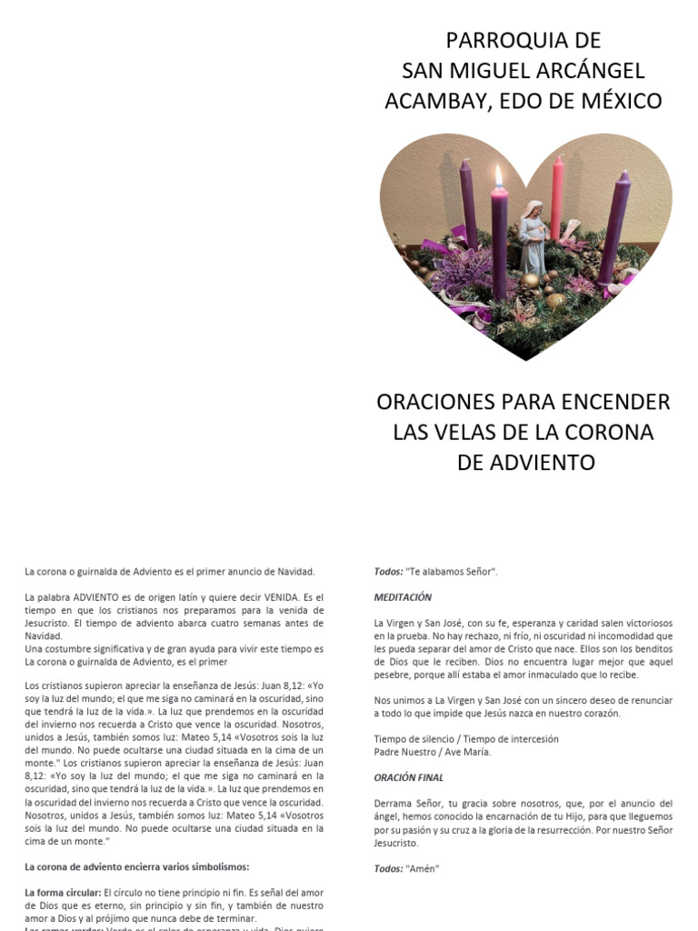 Oracion para Prender La Velas de La Corona de Adviento Imp | PDF ...