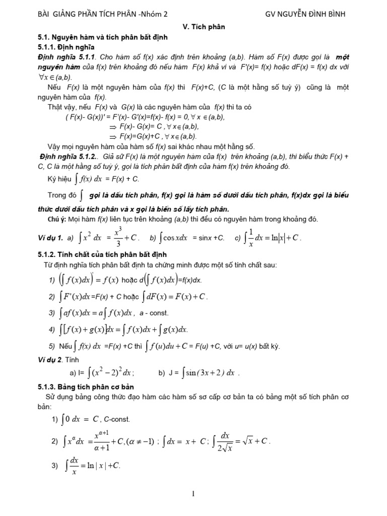 Bai 9-15 TÍCH PHÂN - Gui SV K69 N2 | PDF