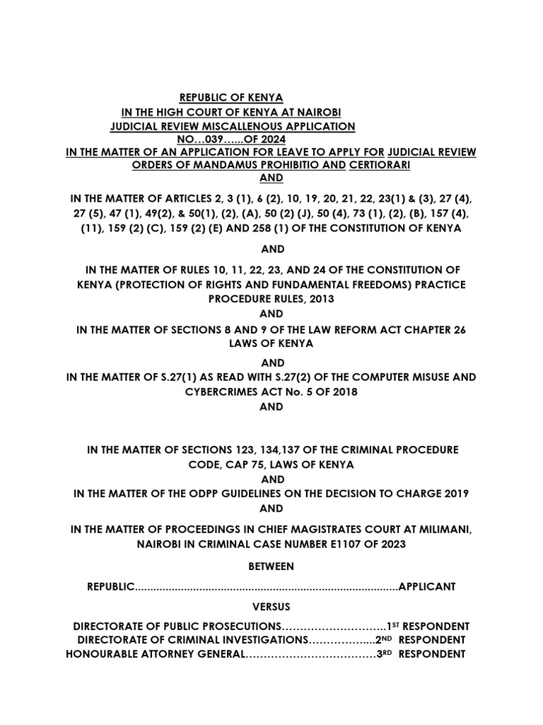 APPLICATION FOR REVIEW...................................MISC JR E 039 ...