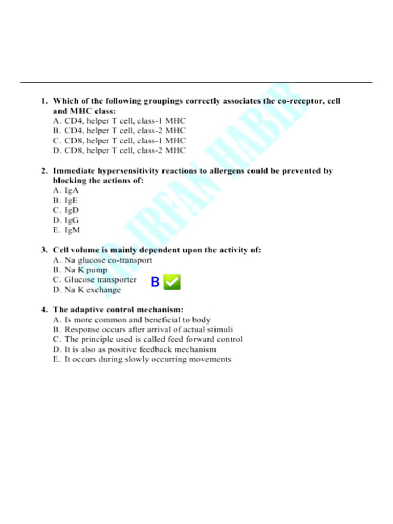 Physiology khatra BCQs-1 | PDF